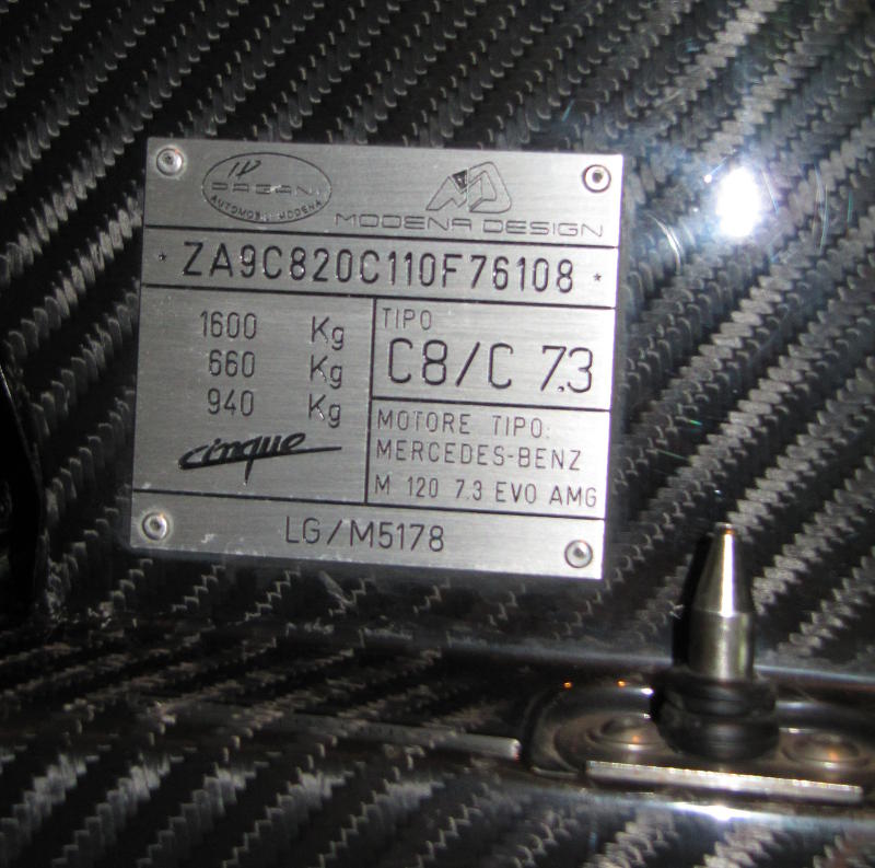 Pagani VIN plates - Forum - Pagani-Zonda.net